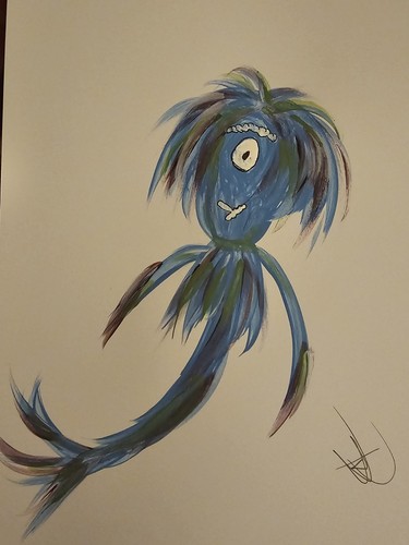 Unusual Unique one off piece Original Painting Weird Art Creature size ...