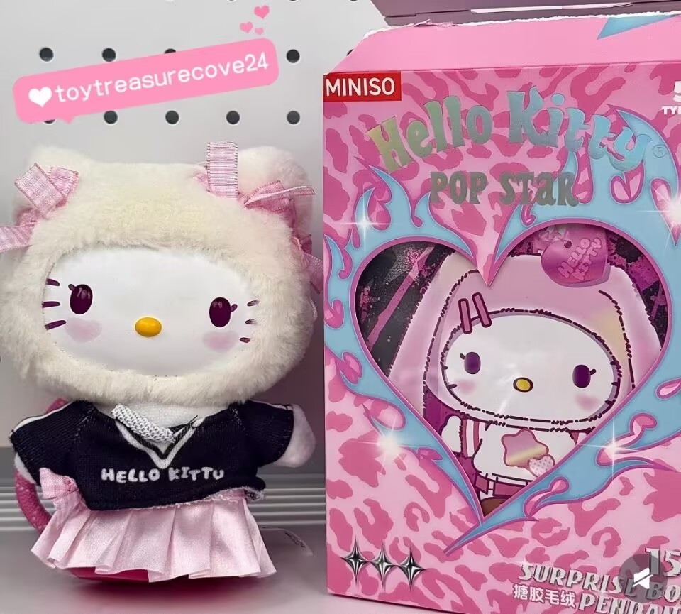 Hot Miniso Hello Kitty Pop Star Series Plush Confirmed Blind Box Figure ...