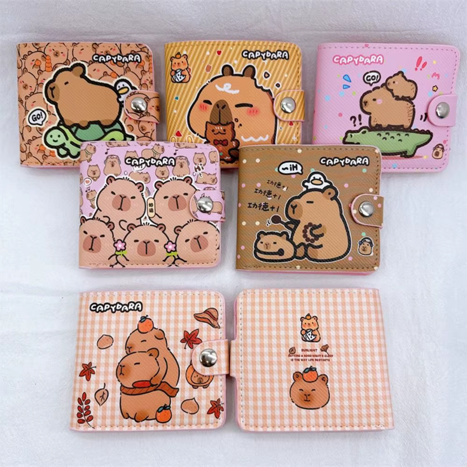 Cartoon Capybara Wallet Short Money Bag Foldable Cute Coin Purse PU ...