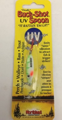Northland Tackle BRUVS4-20 UV Buck Shot Rattle Spoon Glo. Perch 1/4 oz ...