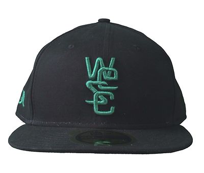 WeSC New Era 59Fifty Black Green Organic Cotton Fitted Baseball Hat Cap ...