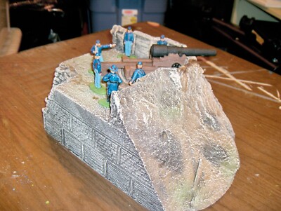 CIVIL WAR CORNER EARTHEN FORT SECTION W/CANNON & UNION CREW 54MM BY ...