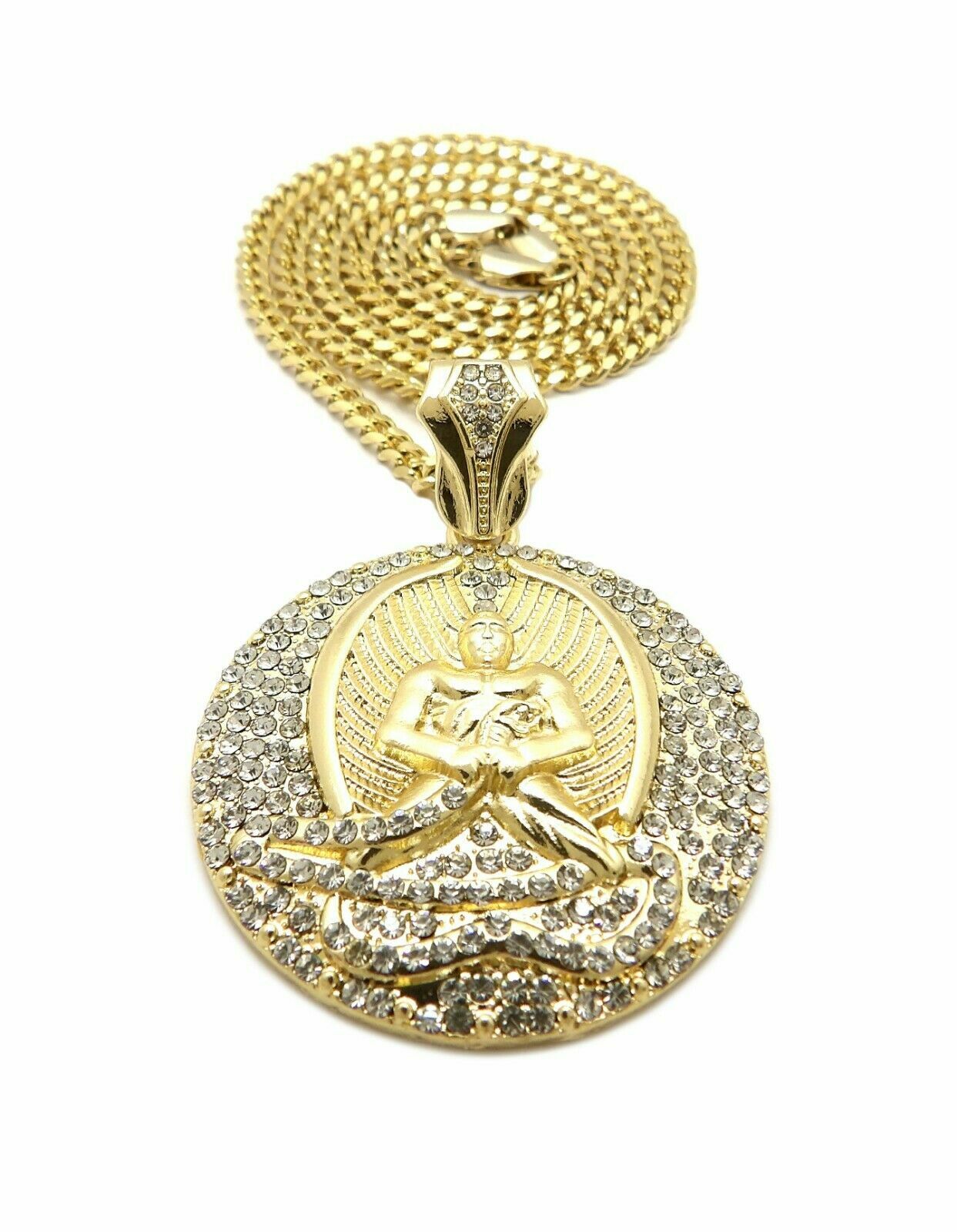 Mens Iced 2Pac Euphanasia Bling Pendant & 3mm 20" Cuban Chain Hip Hop ...