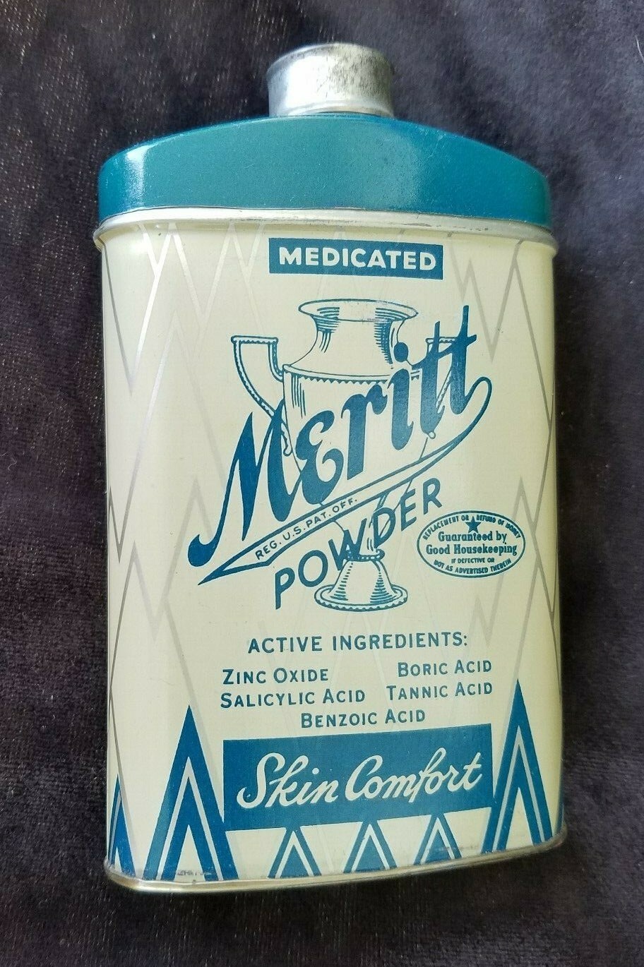 Old Ad Tin MERITT POWDER Zinc Oxide Boric Acid Meritt Chemical ...