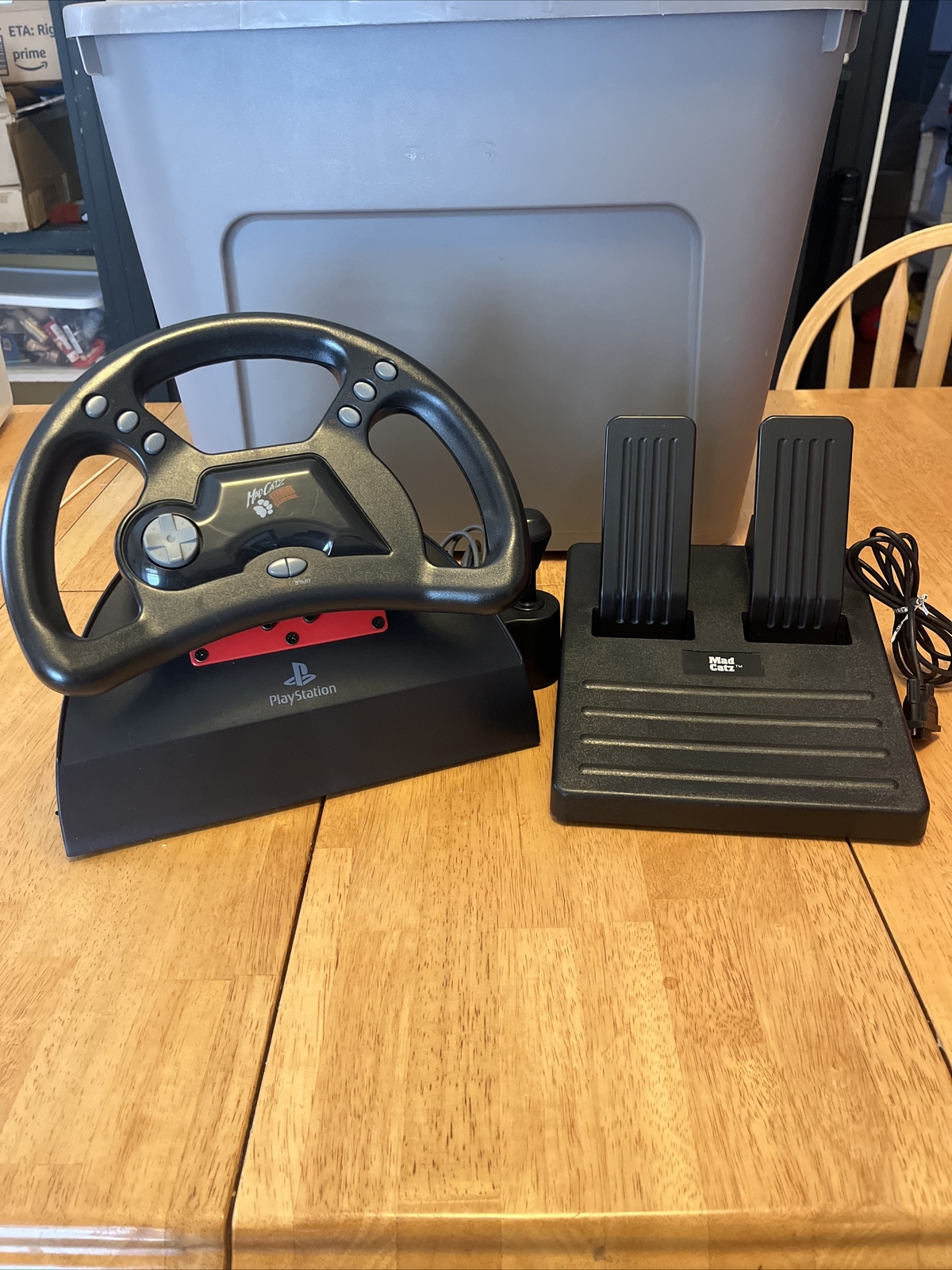 Mad Catz Racing Analog Steering Wheel and Pedals PS1 Black Vintage ...