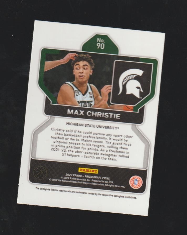 MAX CHRISTIE 2022-23 Panini Prizm Draft Picks Prizms RC #90 Los Angeles ...