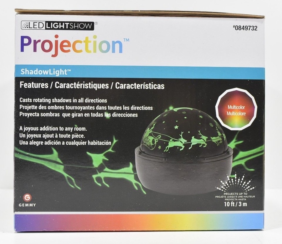 NEW LED SHADOW LIGHT SHOW PROJECTION ROTATING SANTA SLEIGH REINDEER ...