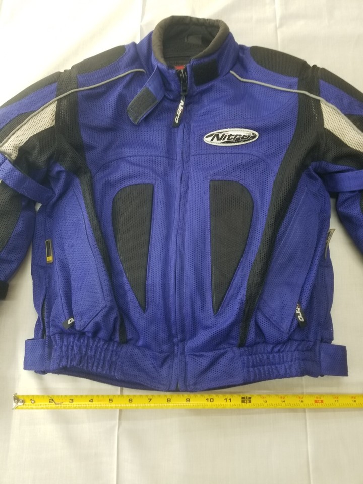 Nitro Racing Full Zip Padded Motorcycle Jacket Blue Size Medium INV.# M ...