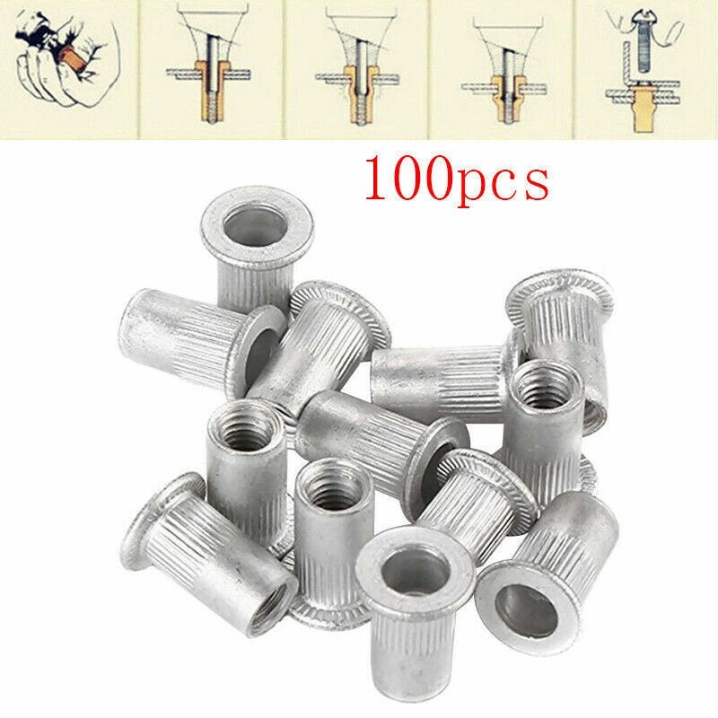 100pcs Rivet Nut Kit Mixed Aluminum Rivnut Insert Nutsert Threaded M4 ...