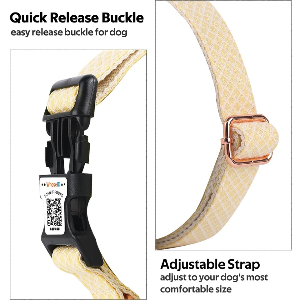 Dog Collar with Waterproof AirTag Holder Anti-Lost QR Code, Cute Bling ...