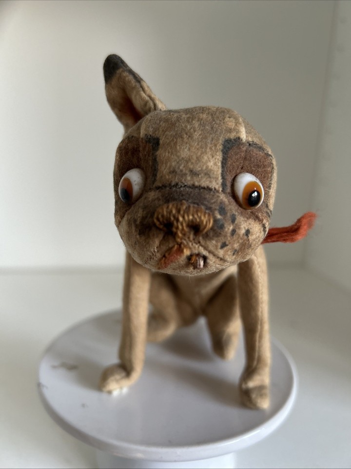 Antique French Bulldog Toy/Teddy Missing His Red Beret Very Rare French ...