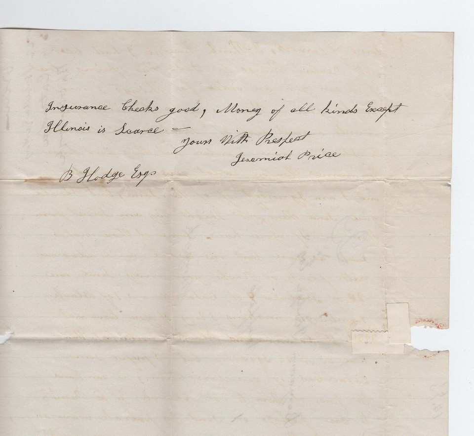 1842 Chicago, IL stampless RARE POSTMARK to Famous Horticulturalist ...