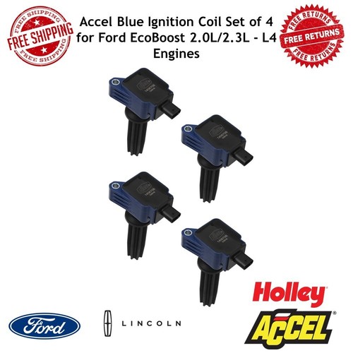 Accel Blue Ignition Coil Set of 4 for Ford EcoBoost 2.0L/2.3L - L4 ...