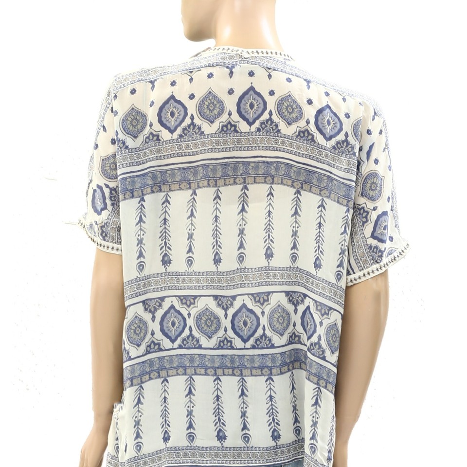 Monsoon Bead Embellished Embroidered Top Print Oversized Vintage Kimono ...