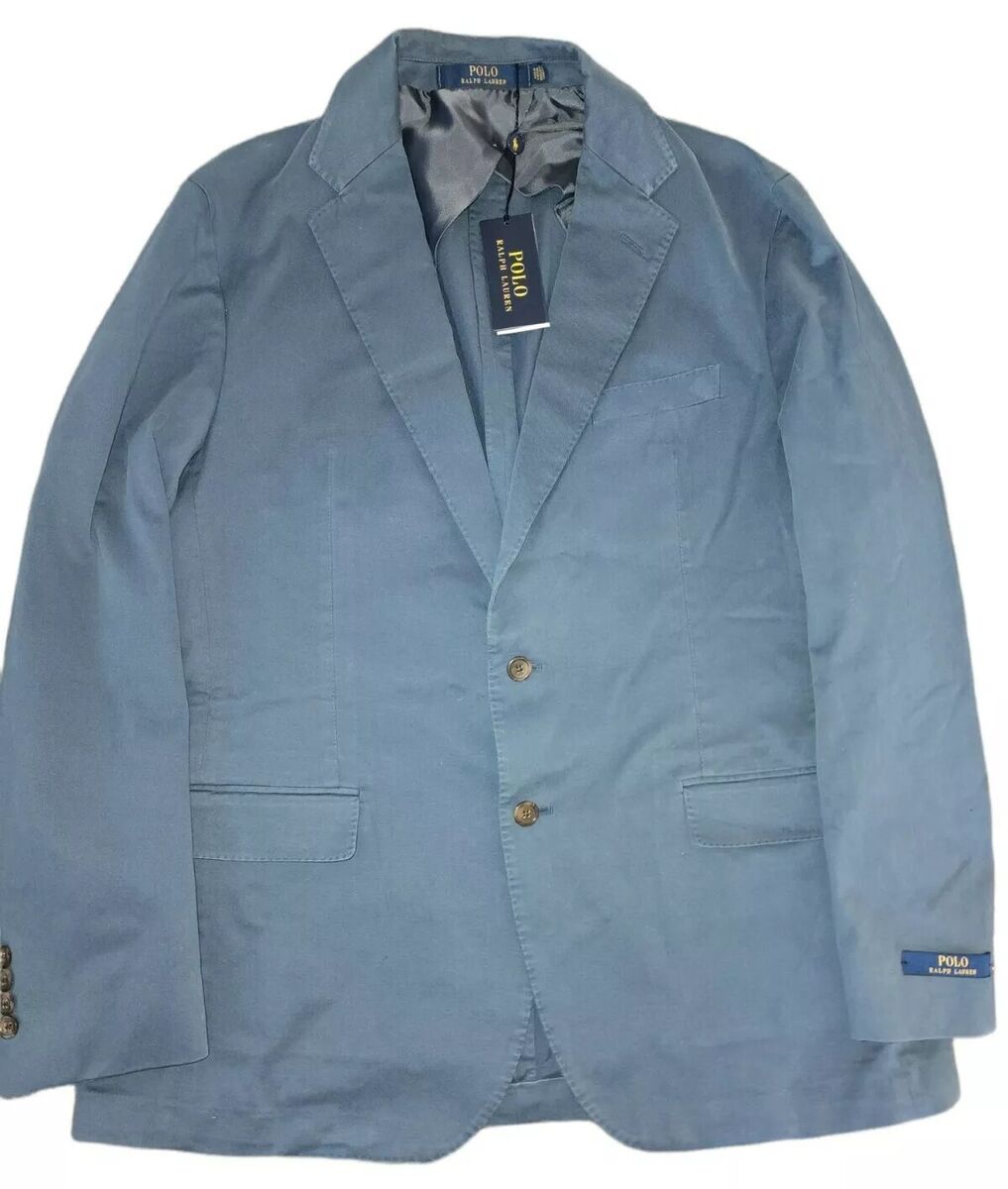 Polo Ralph Lauren Mens 44L Cotton Twill Blue Blazer Sport Polo Ralph Lauren Mens 44L Cotton Twill Blue Blazer Sport