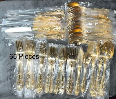 Reed & Barton Select Silverware Flatware 65 PIECE Gold Plated (Korea ...