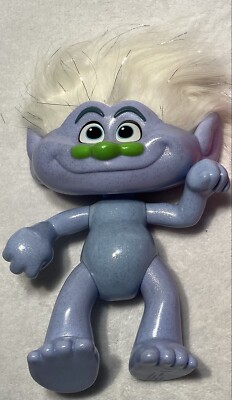 Dwallc Troll Doll Movie 2015 Hasbro Hard Plastic Glitter Light Blue 13 ...