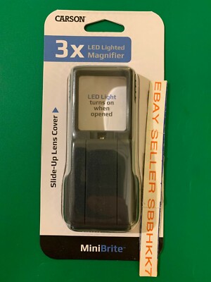 Carson MiniBrite 3x Magnifier Power LED Lighted protective Slide up ...