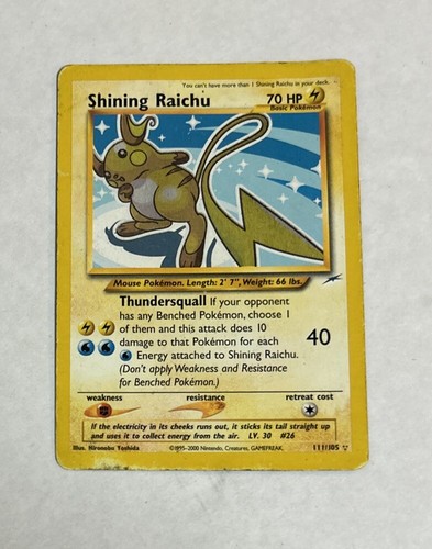 Shining Raichu Neo Destiny Pokemon Trading Card Game 111/105 Holo Rare ...