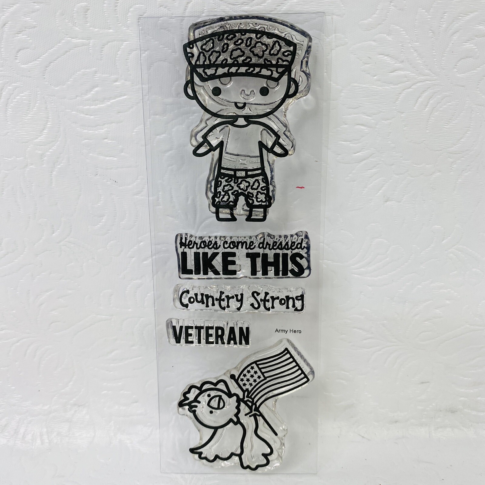 Unbranded Army Hero Clear Unmounted Stamp Set w 5 Pcs Veteran Country ...