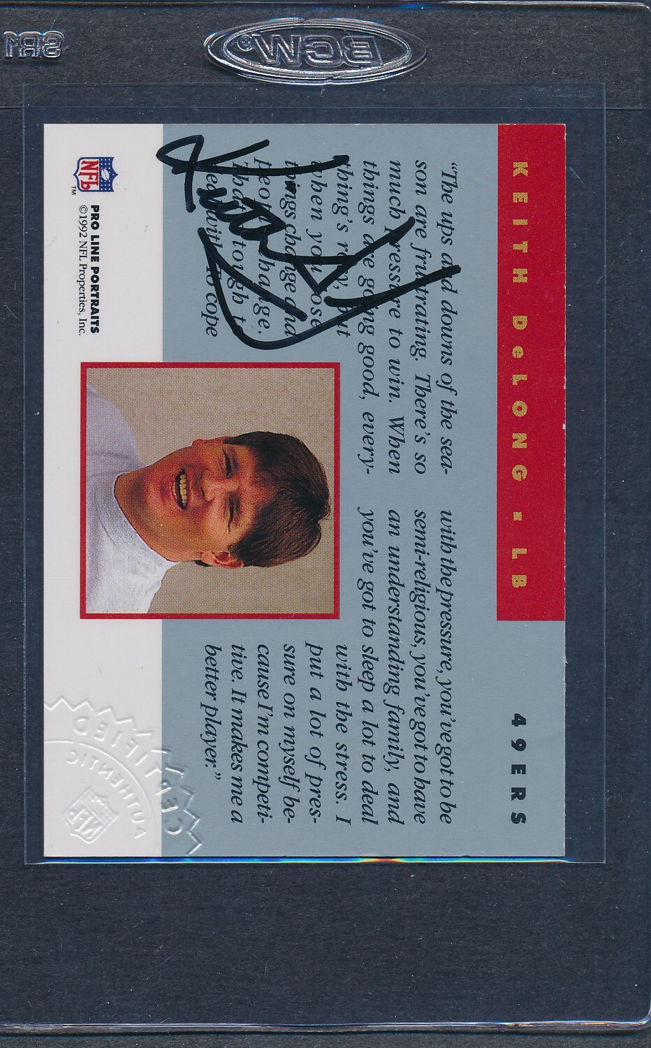 1992 Pro Line Portraits Certified Auto #31 Keith DeLong 49ers *F8420 | eBay