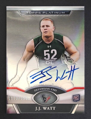 2011 TOPPS PLATINUM FOOTBALL #85 JJ WATT AUTOGRAPHED ROOKIE CARD /1550 ...