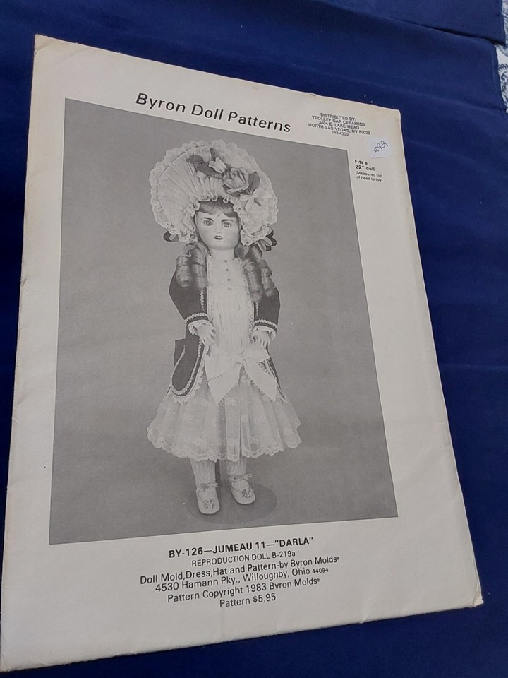 Byron Doll Patterns BY-126- BF7 "JUMEAU 11 Fits 22" Dolls New Old Stock ...
