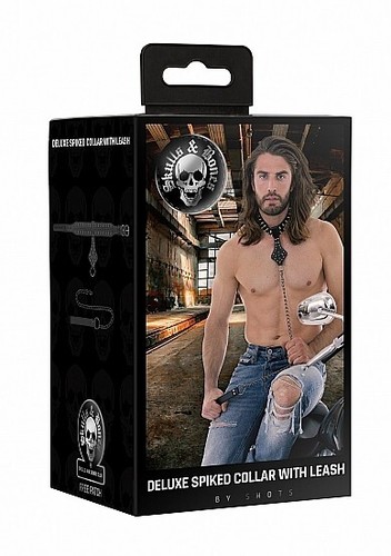 Ouch! Skulls and Bones Neck Chain with Spikes and Leash Black, New | eBay