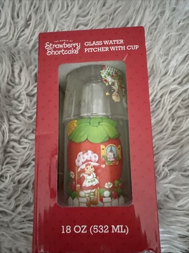NEW IN BOX STRAWBERRY SHORTCAKE GLASS WATER PITCHER WITH CUP | eBay