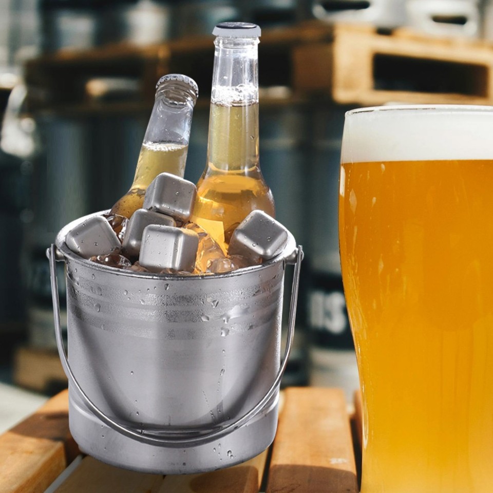 Ice Storage Bucket with Handle Ice Cube Container Portable Wine Beer ...
