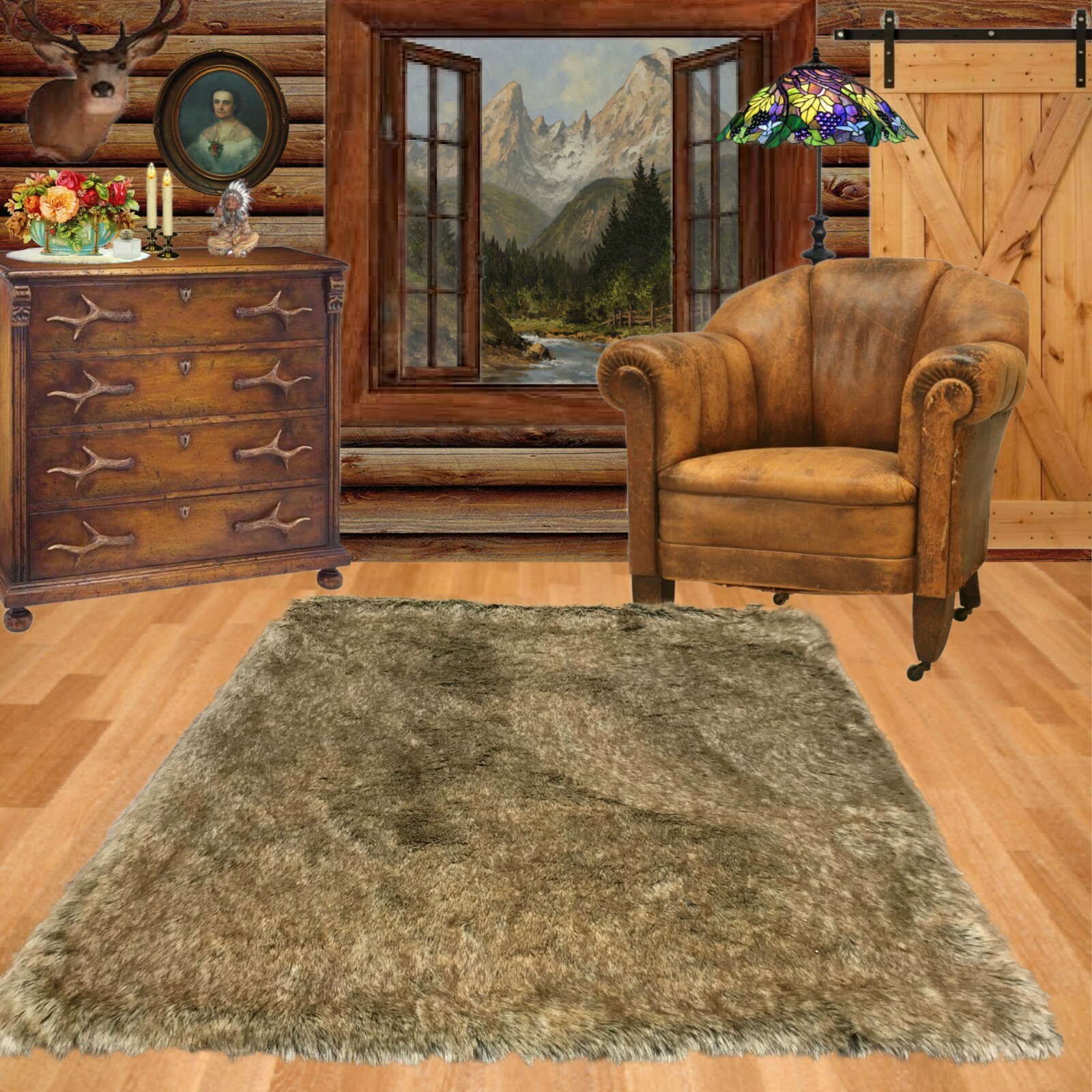 Faux Wolf Skin Accent Pelt Rug, Coyote Throw, Rectangle, Premium Faux ...