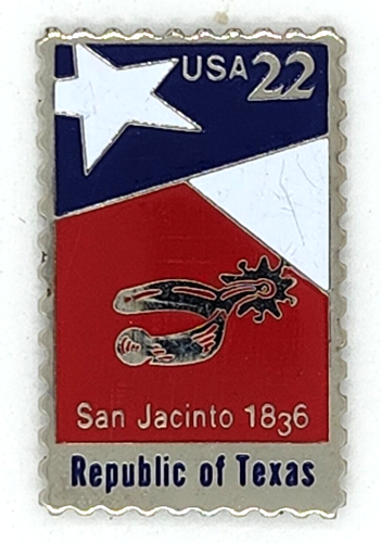 USPS 22c San Jacinto Texas Postage Stamp Multi Color Enamel Lapel Hat ...