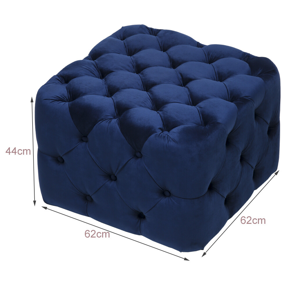 Chesterfield Button Plush Velvet Round/Square Pouffe Footstool Coffee ...