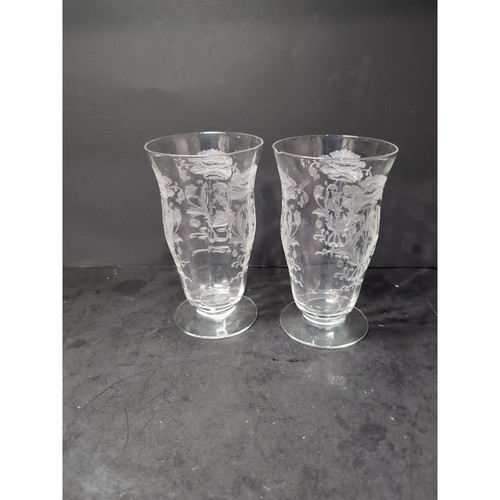 Tiffin Franciscan Flanders Clear Footed Glasses, Uranium Set of 2 ...