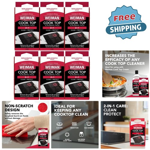 Cooktop Scrubbing Pads Stainless Steel 18 Count Scratch Resistant ...