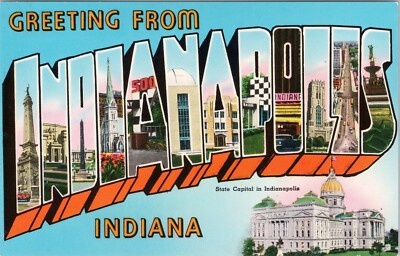Postcard Big Large Letter Greeting From Indianapolis Indiana State ...