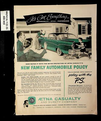 1956 Aetna Casualty Automobile Policy Car Insurance Vintage Print ad ...