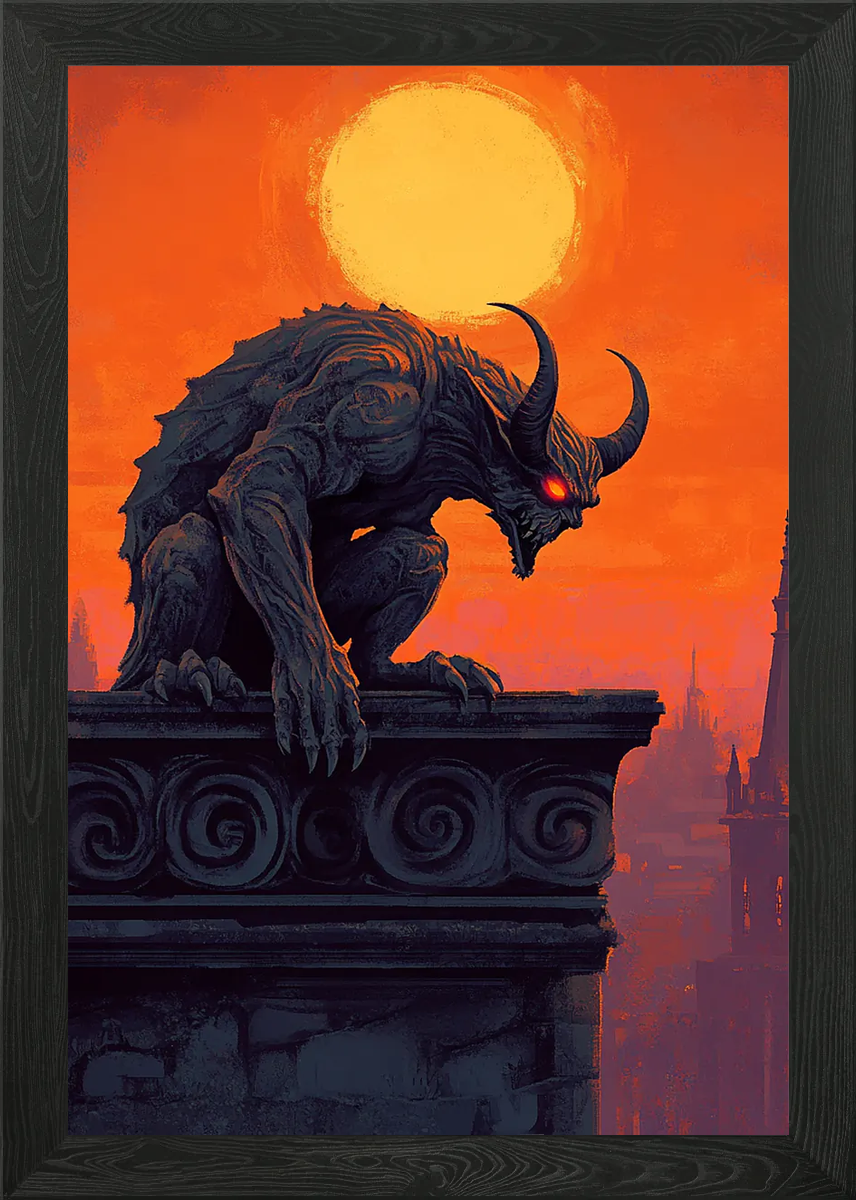 Demon Gargoyle Framed Wall Art Poster Canvas Print Picture | eBay UK