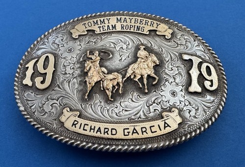 VTG Sterling Silver & Gold 1979 Tommy Mayberry Team Roping Trophy Belt ...