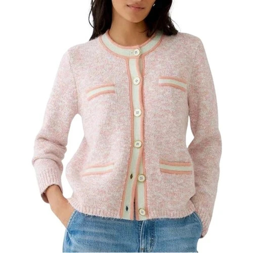 J. Crew Women's Marled Merino knit crop Sweater Lady Jacket ice pink ...