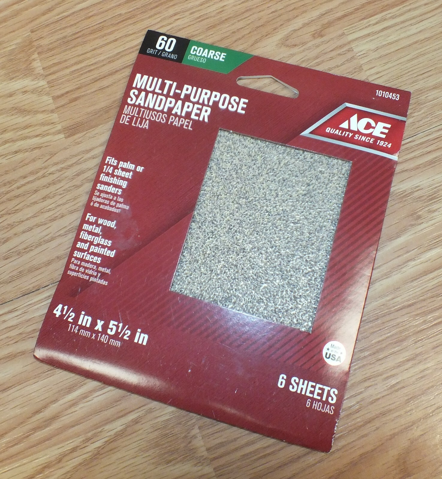 Ace (1010453) 60 Grit Course 4 1/2" x 5 1/2" Multi Purpose Sandpaper ...