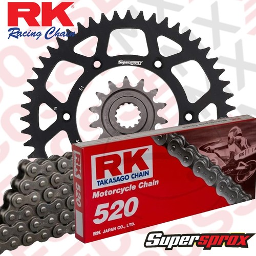 KTM SX125/SX250 CHAIN & SPROCKET KIT SUPERSPROX ALLOY RK CHAIN RENTHAL ...