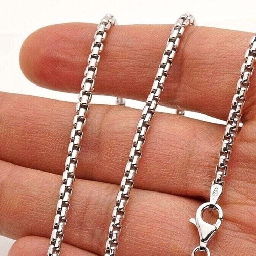 Sterling Silver 3mm Round Box Chain (Solid Links) 18"-30" | eBay