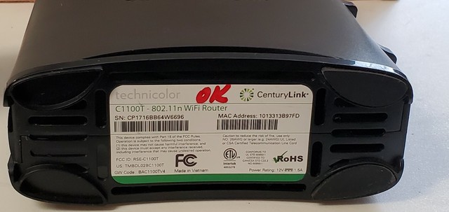 Technicolor C1100T Modem WiFi Router for CenturyLink DSL for sale ...
