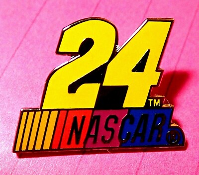 ^VINTAGE OFFICIAL NASCAR RACING NUMBER 24 JEFF GORDON PIN BADGE ...