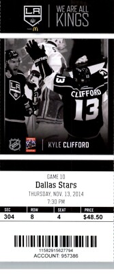 Dallas Stars vs Los Angeles Kings 11/13/2014 Full Ticket - Kyle ...