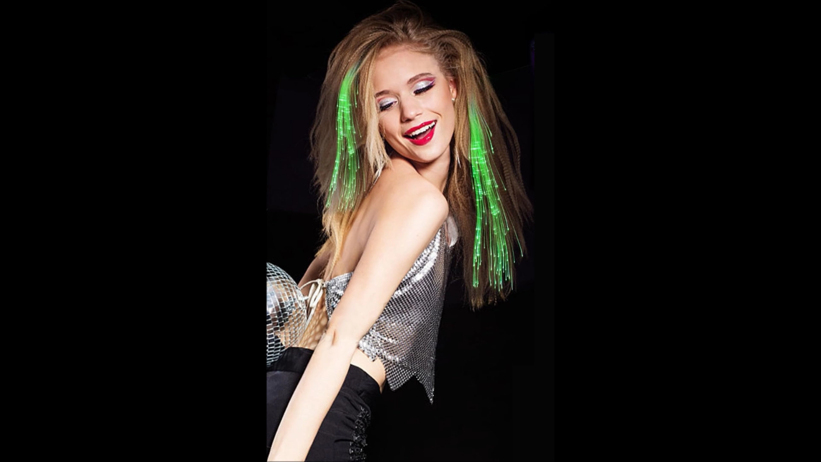 28 Pack Color Flashing LED Lights Fiber Optic Hair Clips extensions ...