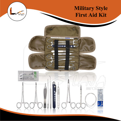 20 Pcs Army Surgical Kit - Sutures, Scalpel, Hemostats-Black- Military ...