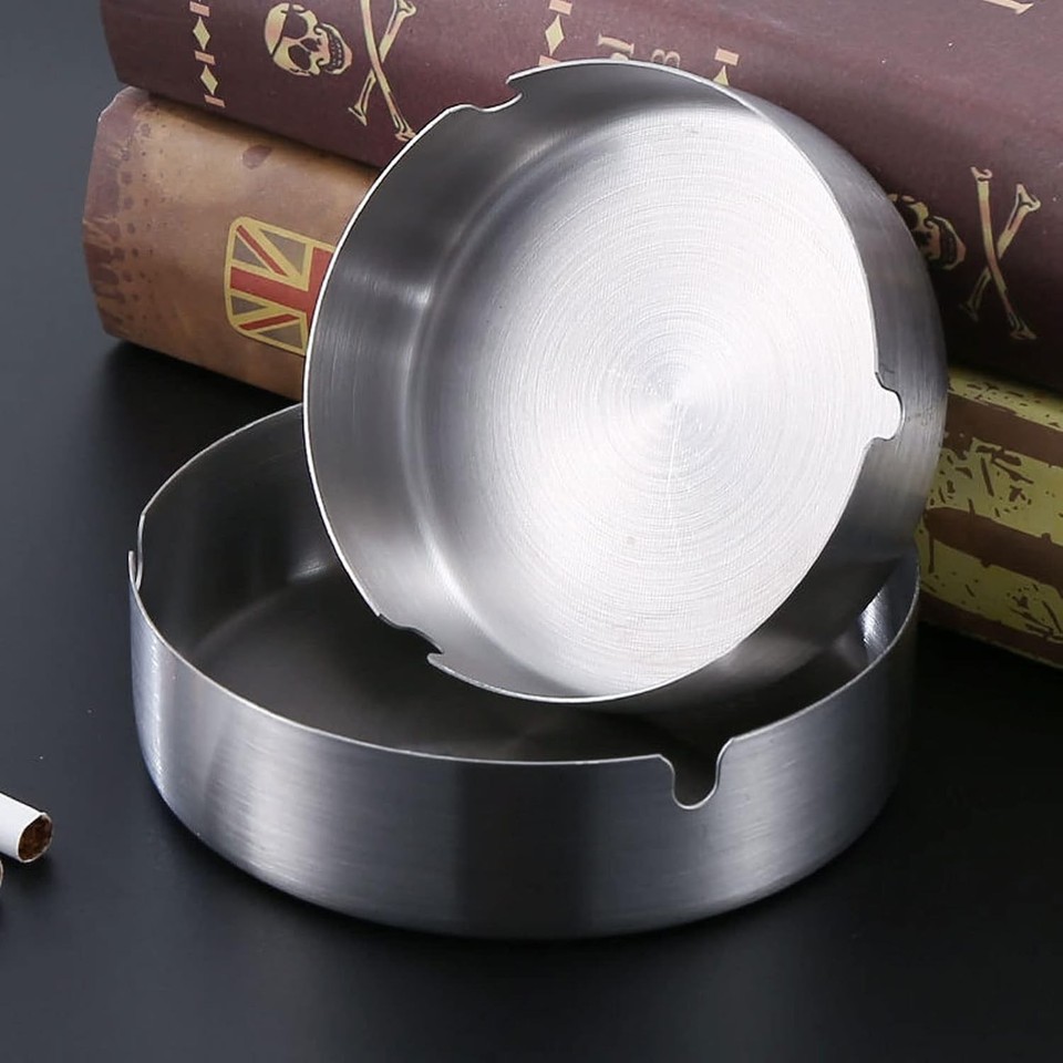 Ashtray Stainless Steel Cigarette Ash Tray for 3.94in, Silver | eBay