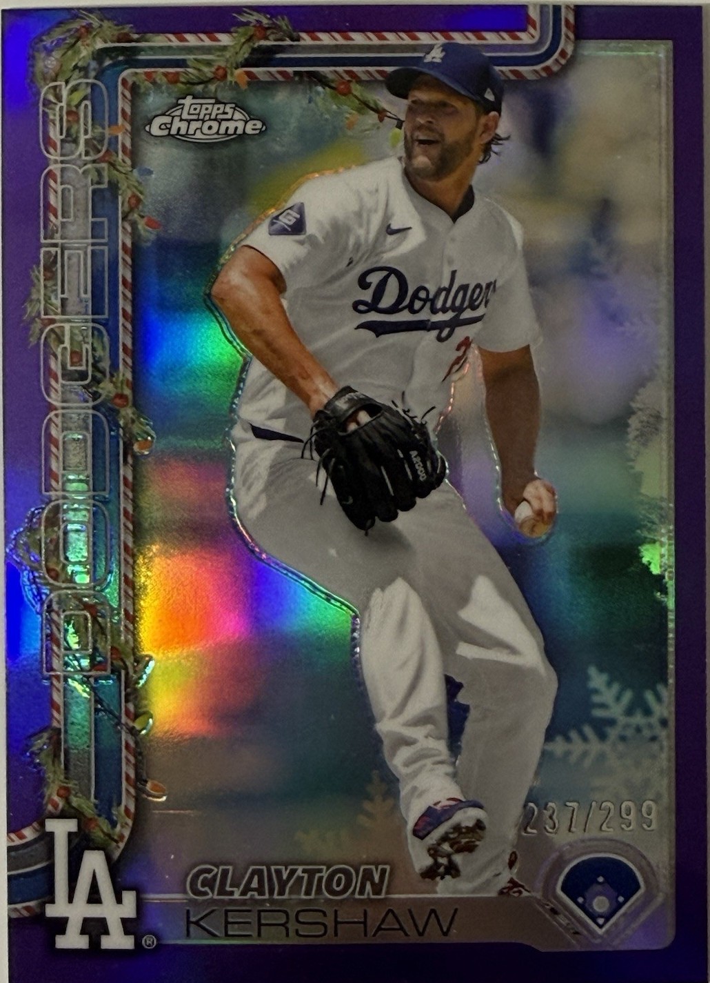 2025 Topps Holiday - Chrome Clayton Kershaw #HC126 Purple Refractor ...